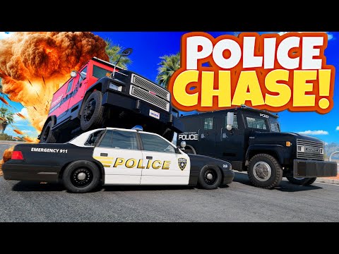 Armored Bank Truck Heist Leads to Insane Police Chase! (BeamNG Drive Mods)