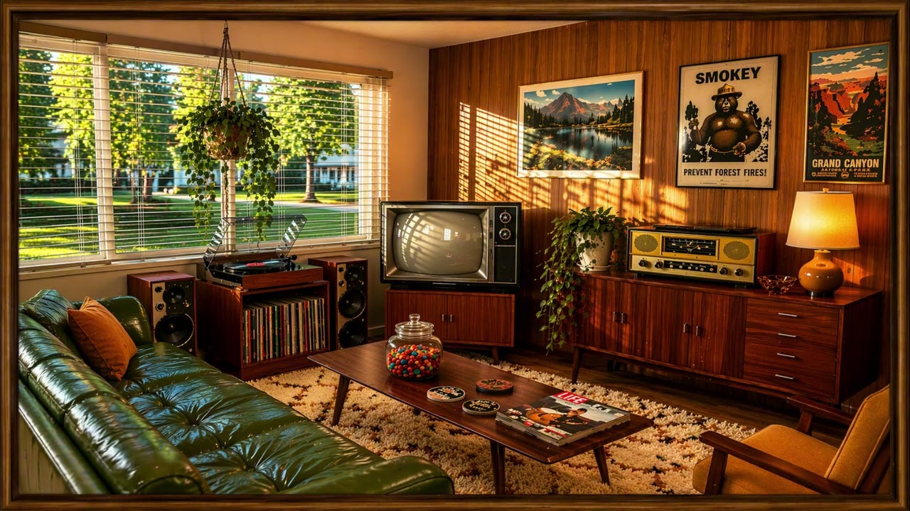 Retro Living Room TV Art Wallpaper Screensaver | 3 Hours | Vintage Mid-Century Home Decor Ambience