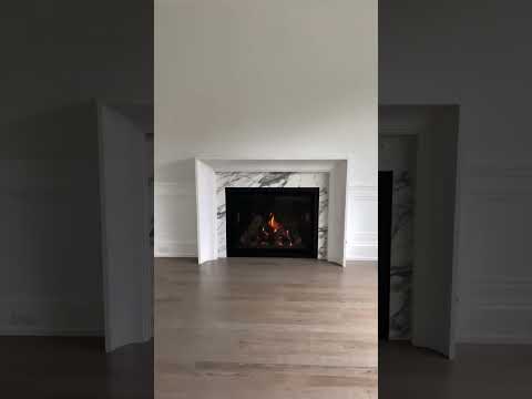 Luxury Home Interior with Kozy Heat Carlton 46 Gas Fireplace - Stone Marble Mantel Surround