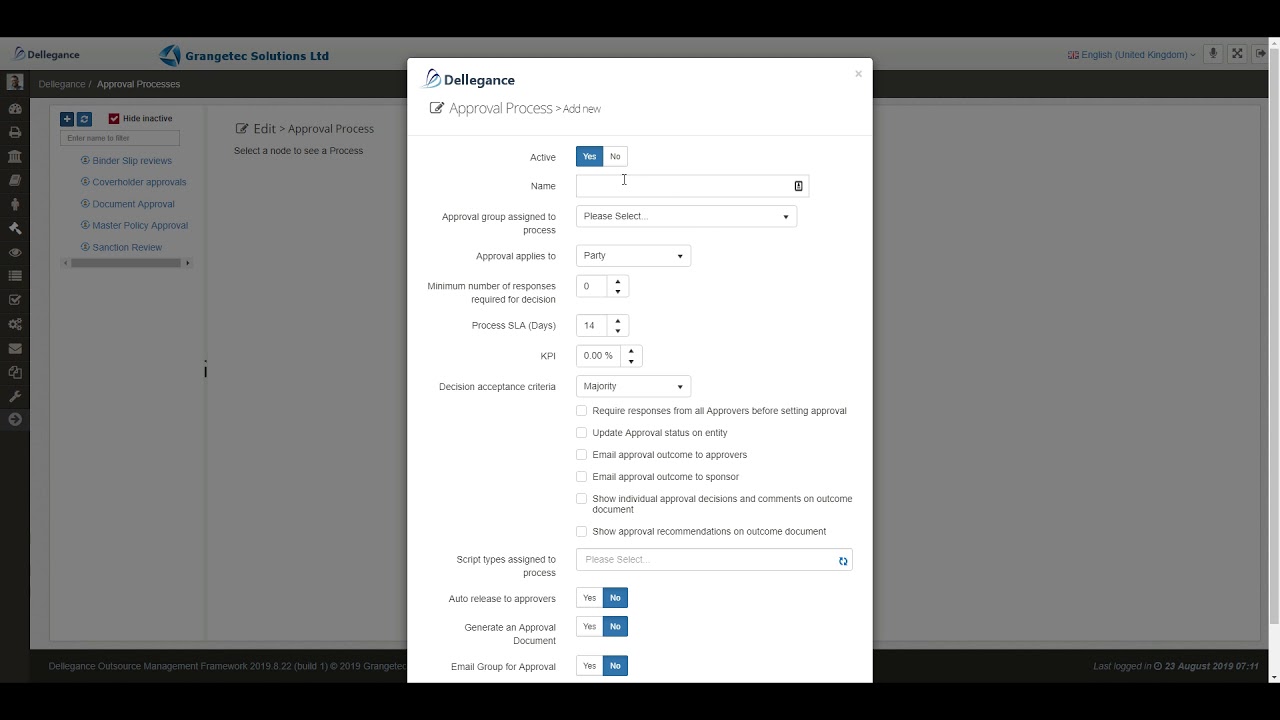 Dellegance Document Notifications Admin Setup