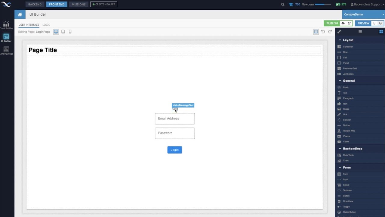 Programming User Login in UI Builder