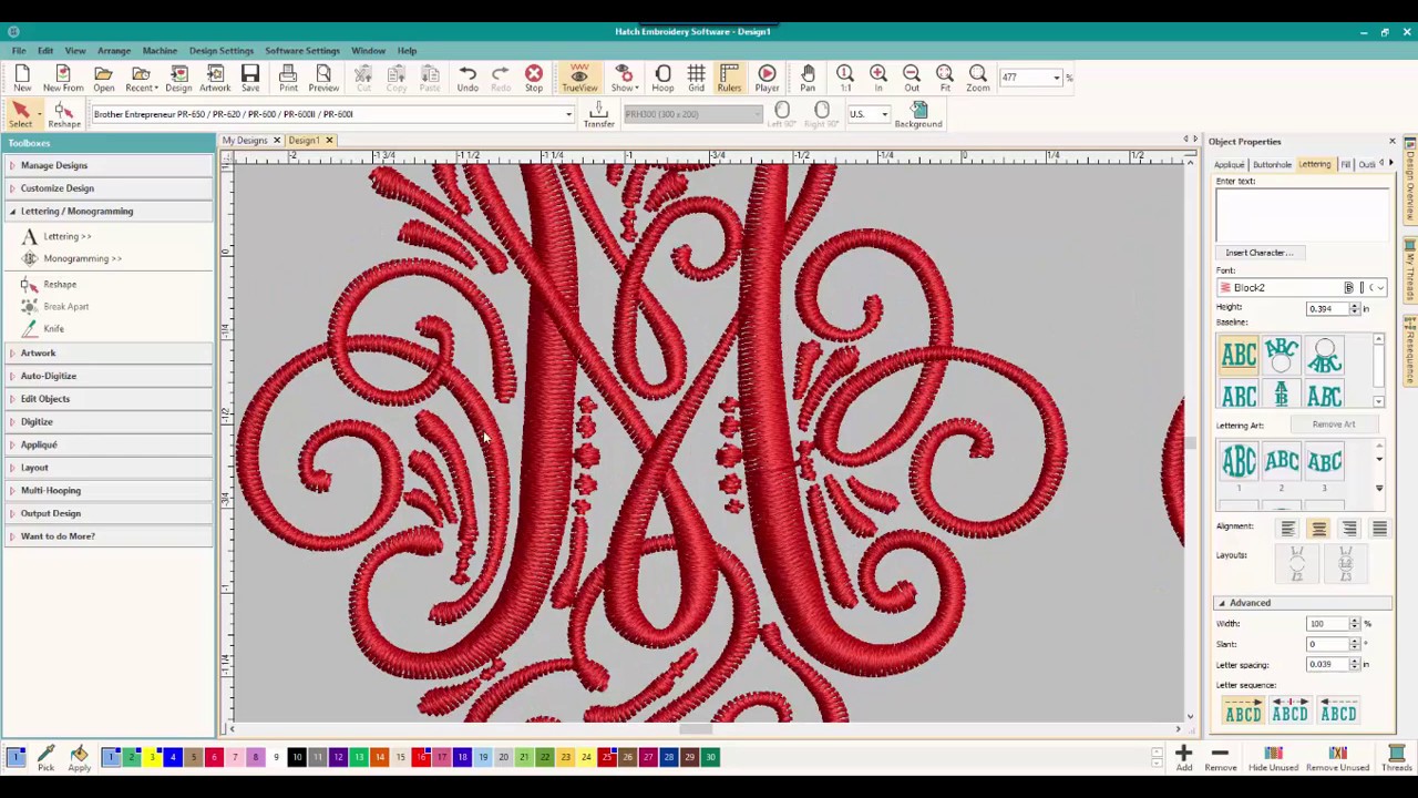 Using the optional Font Pack 2 in Hatch Embroidery