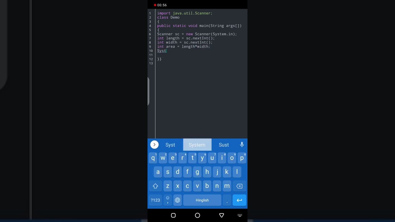 Area of rectangle | Java