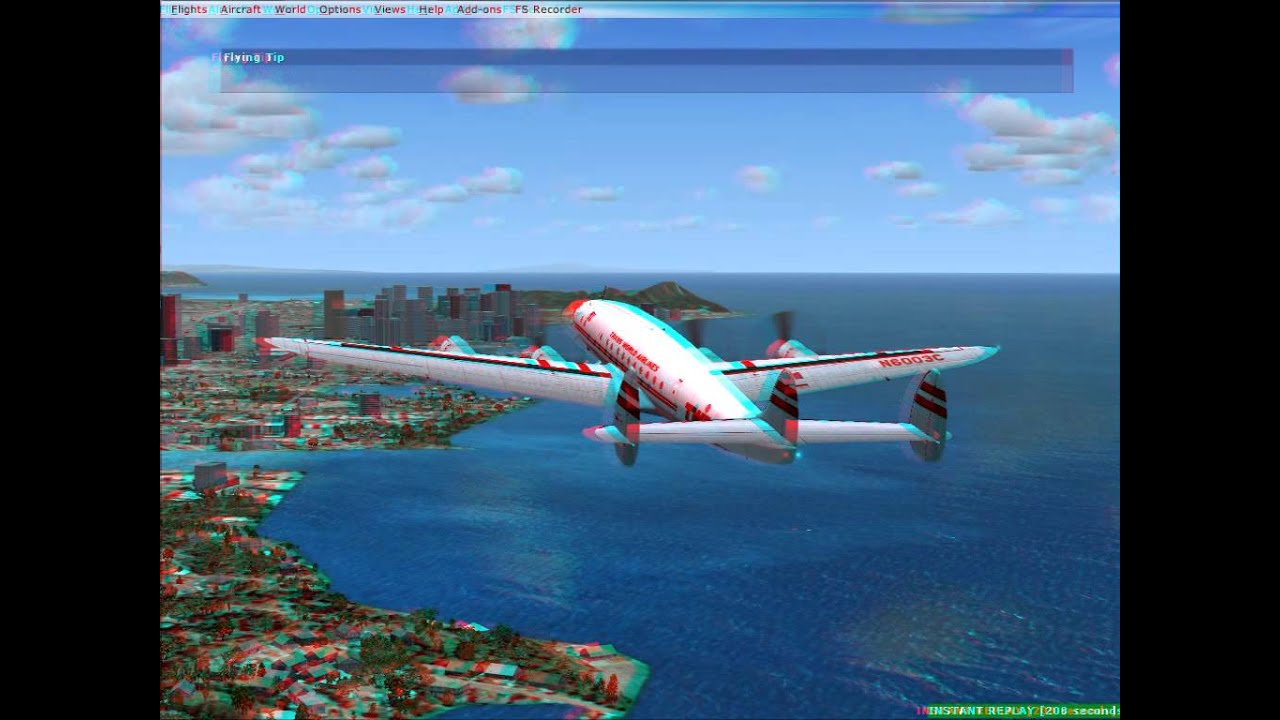 Lockheed L-749 Constellation Honolulu 3-D!! FSX (cyan/red glasses)