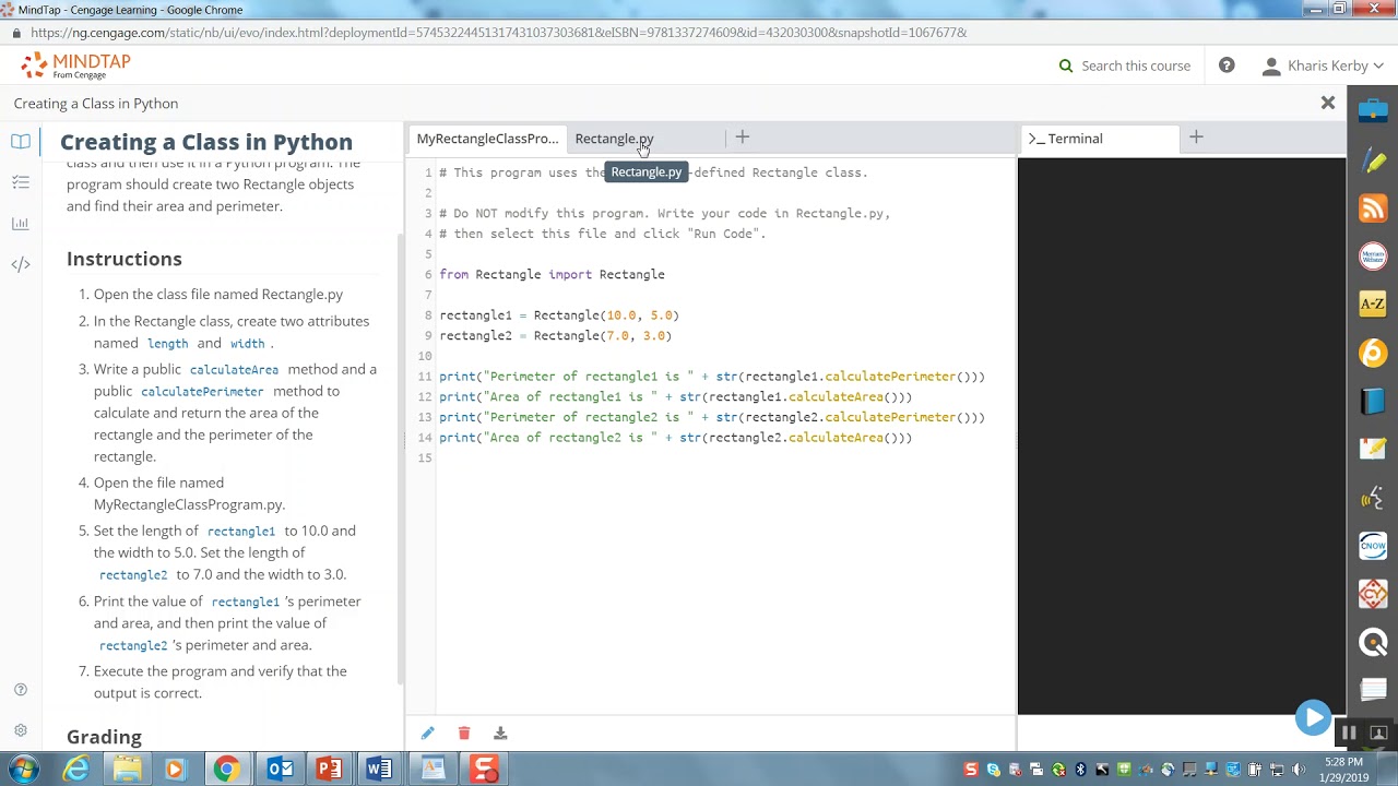 Lesson 11 Creating a class in python RECTANGLE PY