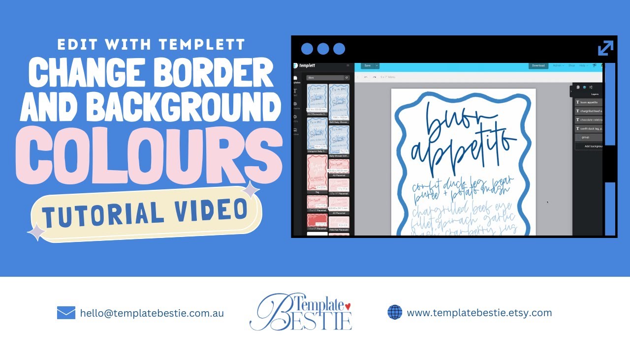 Edit Border & Background Colours - Templett Tutorial Video