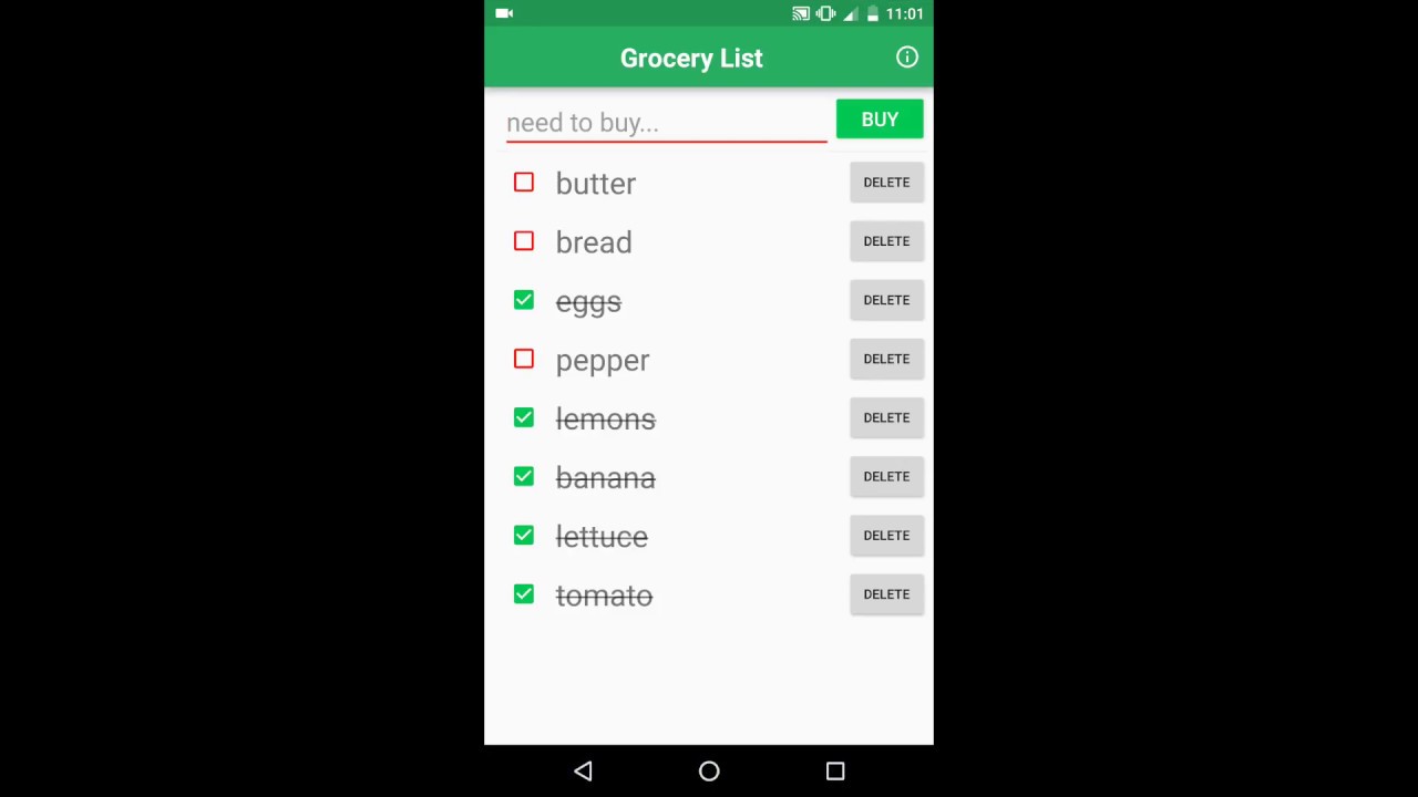 Android - Grocery Shopping List app v1