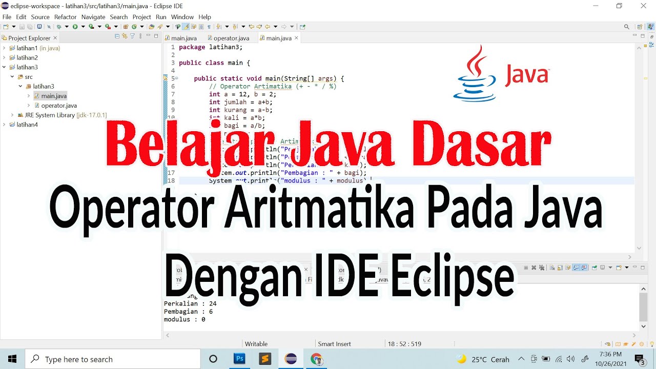 Program Operator Aritmatika Pada Java - IDE Eclipse