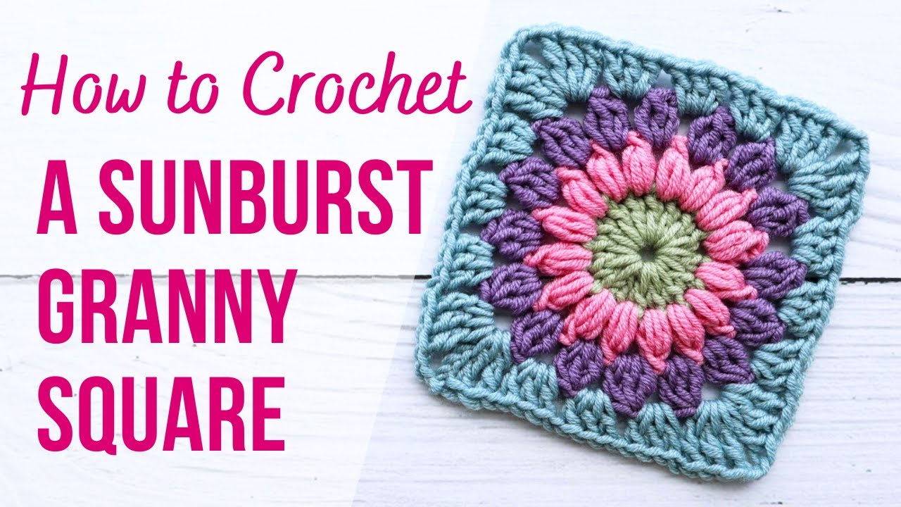 How to Crochet a Sunburst Granny Square  | For Beginners | US Terms