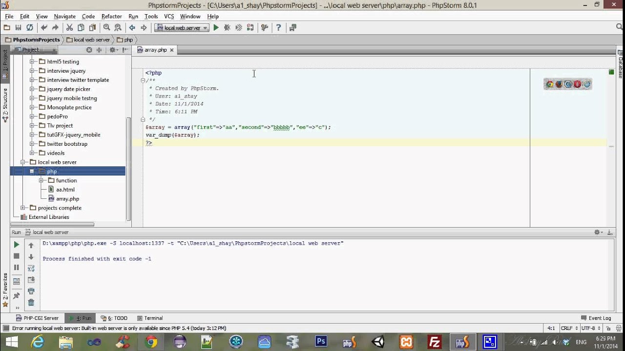 PhpStorm build in WebServer with xampp
