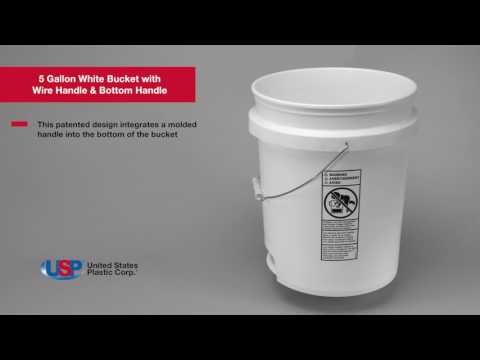 Built-in Bottom Handle 5 Gallon Bucket with Wire Handle | U.S. Plastic ...