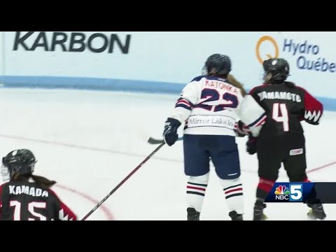 SUNY Plattsburgh Cardinals taking the ice in the 2023 FISU Winter Games