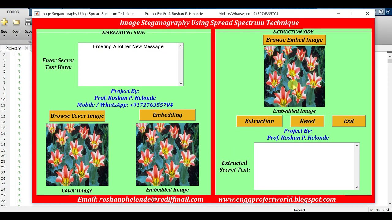 Image Steganography Using Spread Spectrum Technique Matlab Project IEEE Based Project