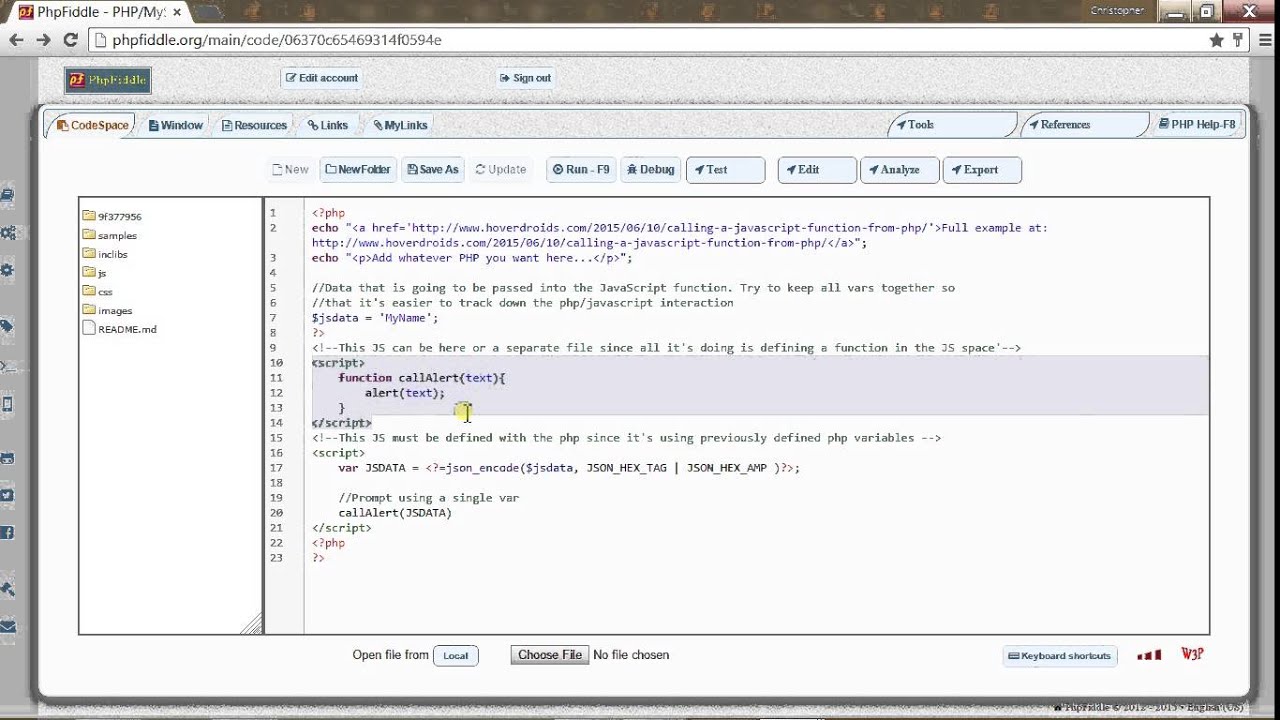 Calling a JavaScript function from PHP Ex 2