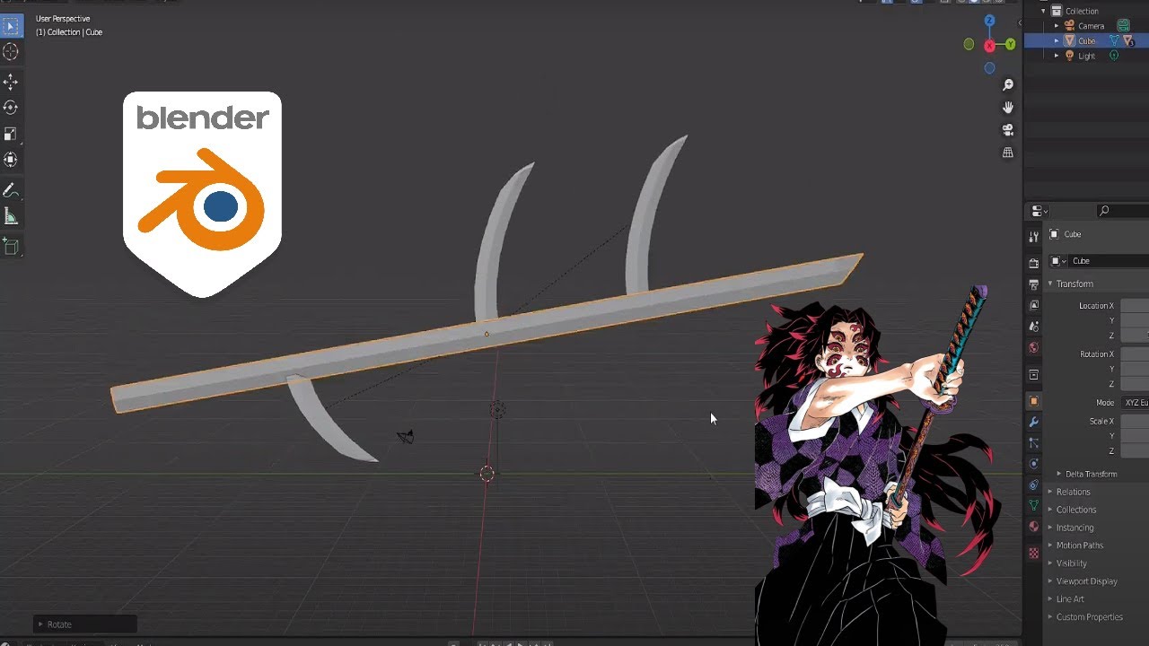 How to make Kokushibo’s nichirin in blender pt 1