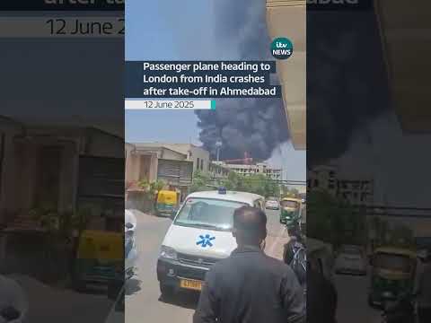 A UK-bound flight has crashed in India - footage from social media and has been verified by ITV News
