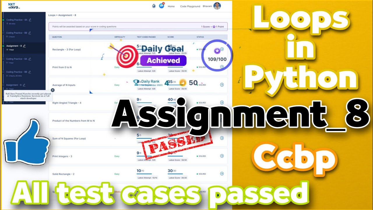 Assignment-8||loops in python||ccbp|Nxtwave assignments..