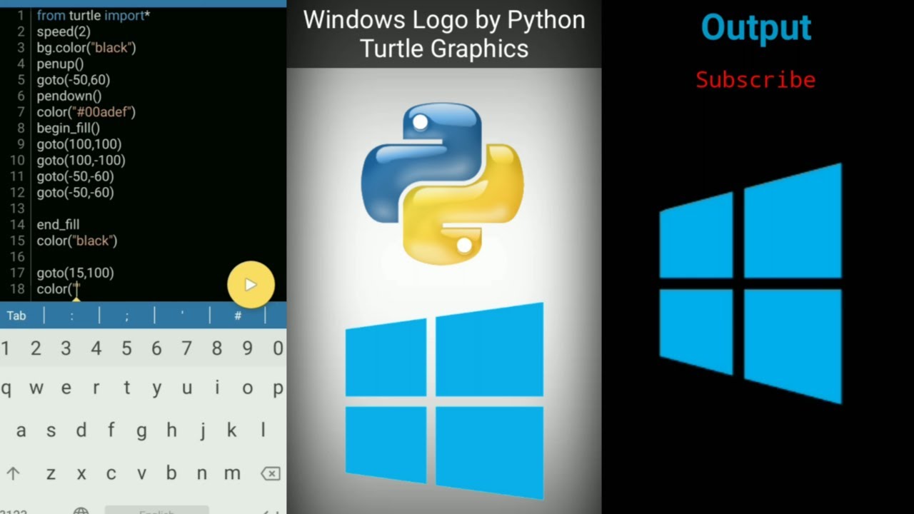Windows Logo by Python Turtle Programming | Python Turtle Graphics.