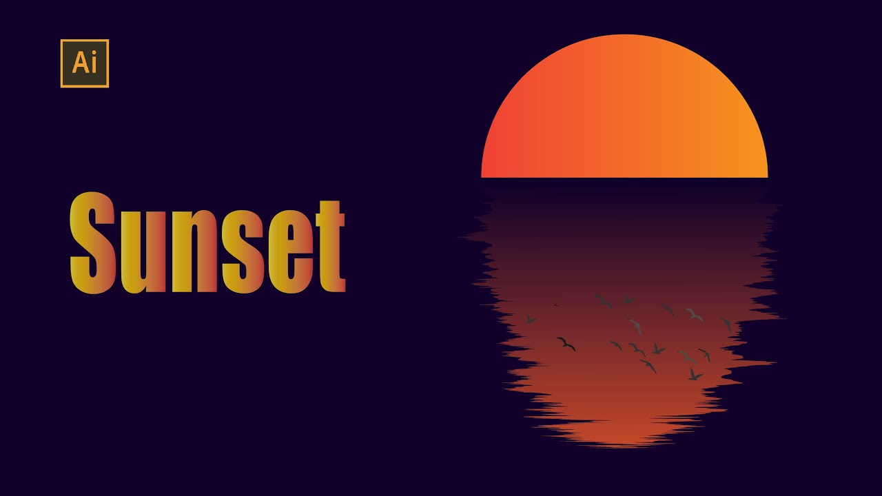 Make Sunset Design In Adobe illustrator || Illustrator Tutorial