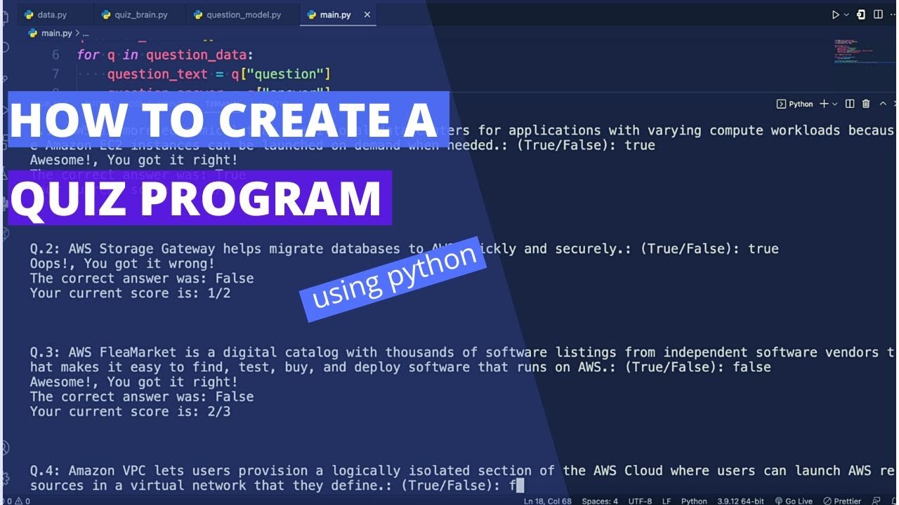 How to Create a Quiz Program using python - Object-Oriented Programming (OOPs)