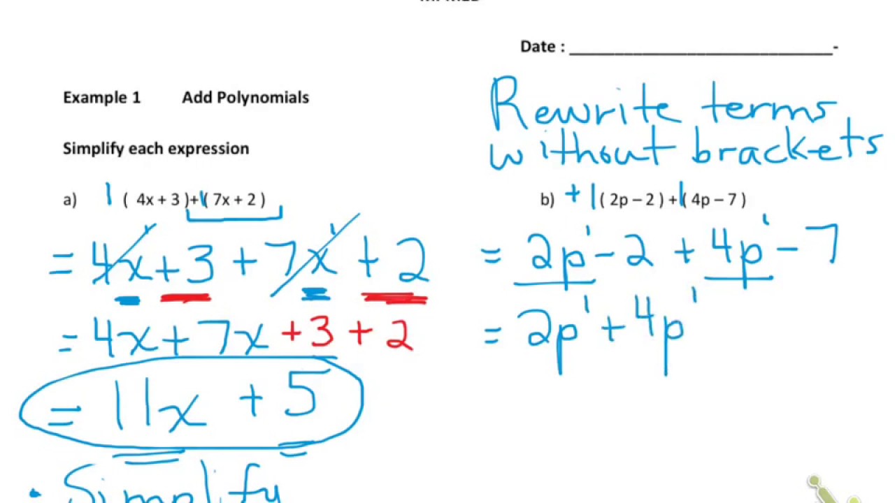 3 6 Add Subtract Polynomials Part 1