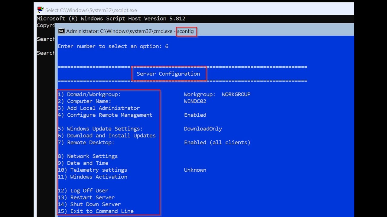 Install Windows 2019 Server Core on a Hyper-V, setup the initial configuration and enable RDP.