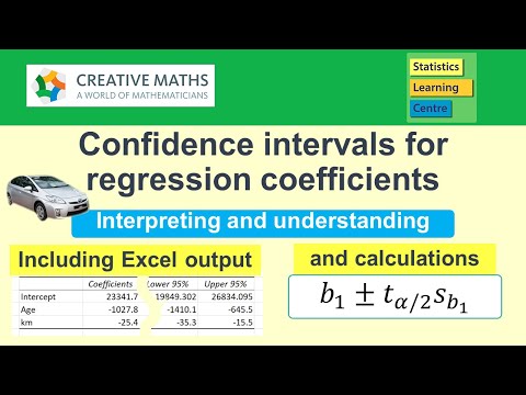 Confidence intervals for regression coefficients, interpret and understand, Excel and calculation