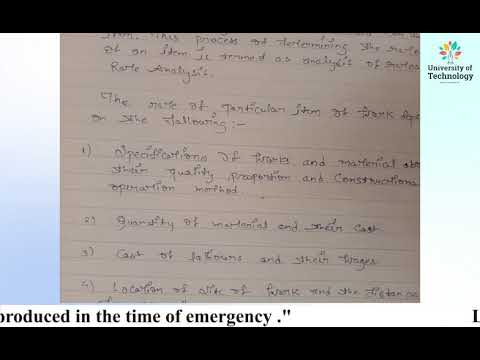 Introduction and purpose of Rate Analysis | Online Education | Learn Online