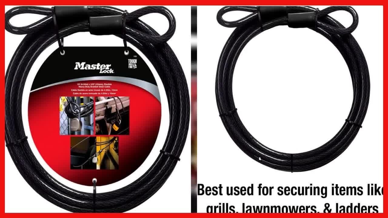 Master Lock 72DPF Steel Cable with Looped Ends, 15 ft. Long, 1 Pack, Black