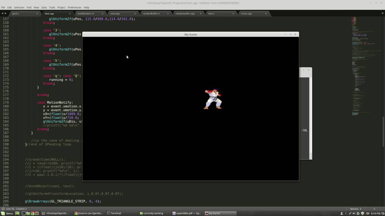 A simple OpenGL 2d graphics game engine in the making