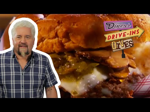 Guy Fieri Eats at Krazy Jim's Blimpy Burger | Diners, Drive-Ins and Dives | Food Network