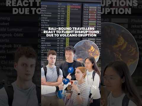 Passengers going to Bali react to Indonesia volcano eruption