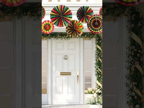 Juneteenth & Black History Month Decorations – 9 Pc Kente Paper Fan Set for Wall & Classroom Decor2
