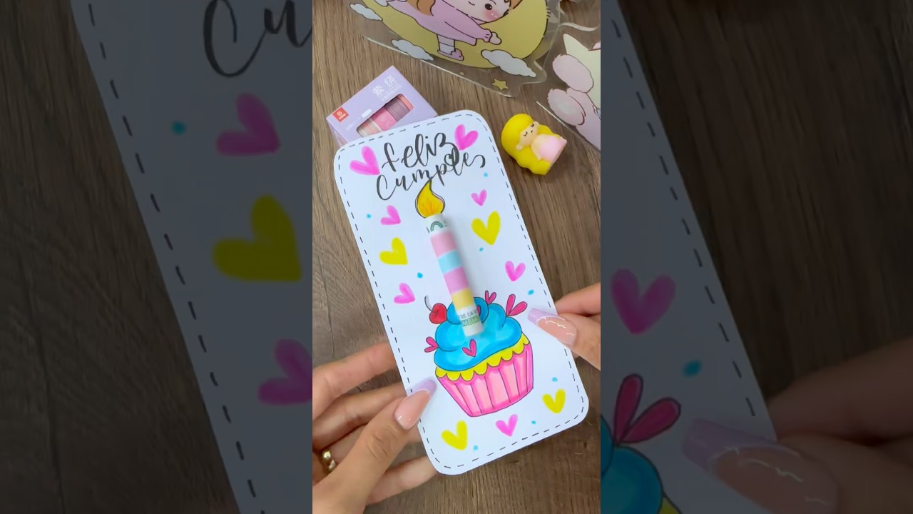 Idea de tarjeta fácil para regalo de cumpleaños🥰✨ #tutorial #ideas #creative #cumple #cumpleaños
