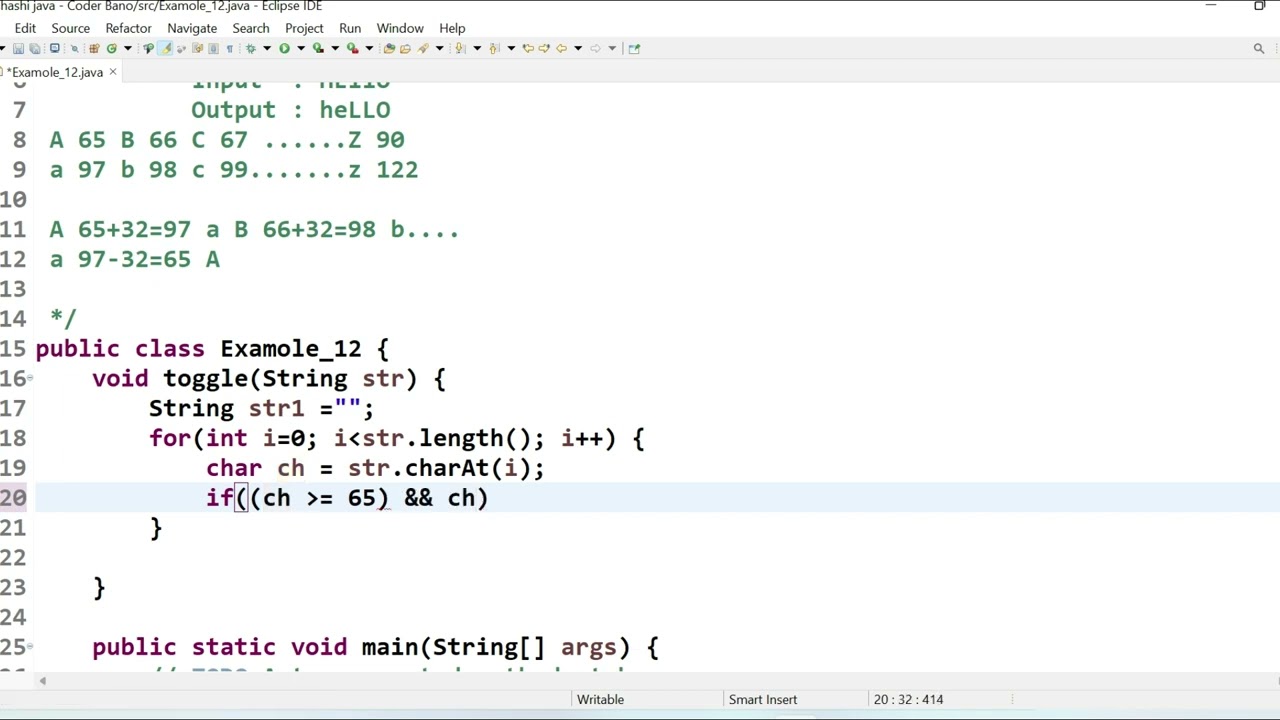 Program to toggle case of a string using ASCII Values | Toggle Case Program