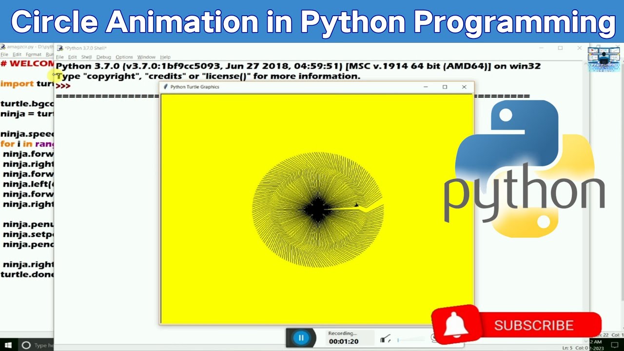 Animated Circle in Python Programming | Python Programming | Computer Soft Skills | Programming