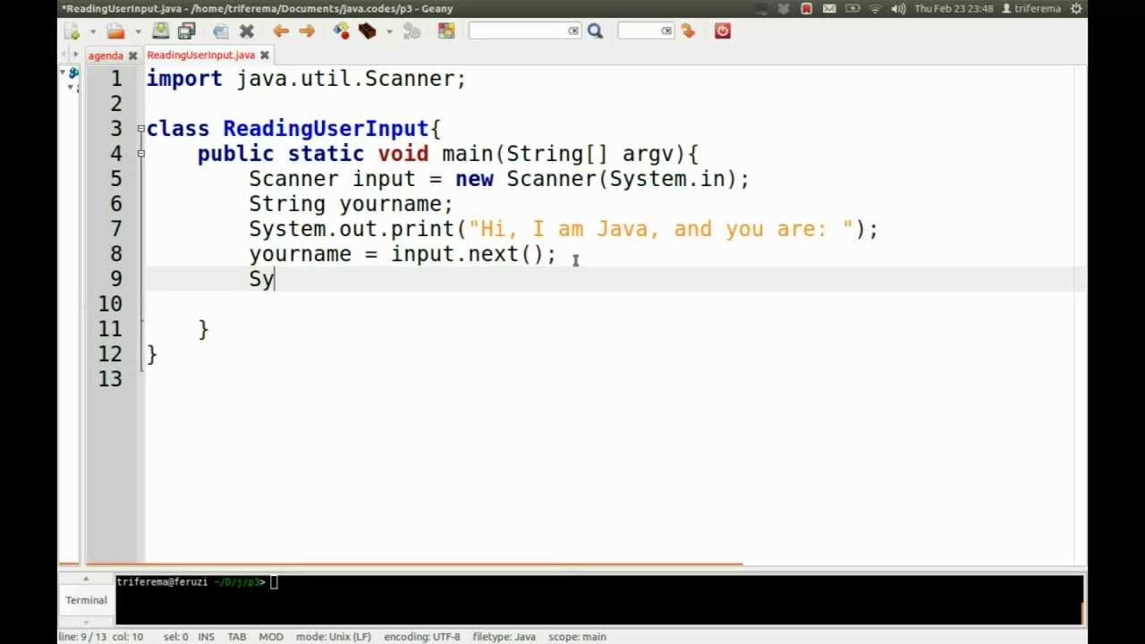 Introduction to Programming using Java: 3. Accepting User Input + String Concatination