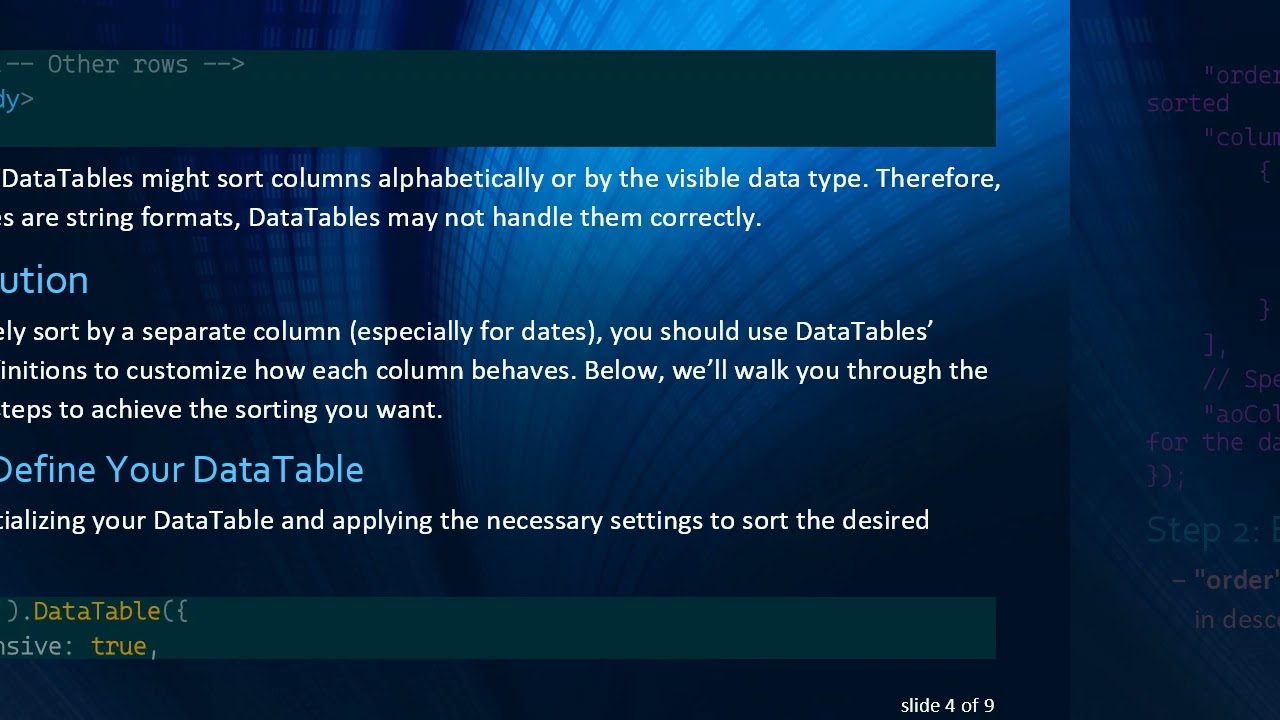 How to Sort a jQuery DataTables Table Using a Separate Column