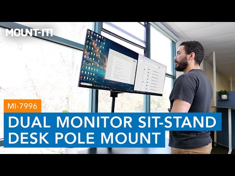 Dual Monitor Sit-Stand Desk Mount with Keyboard Tray | MI-7996 (Features)