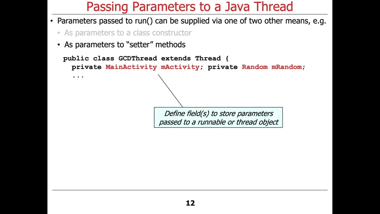 Passing Parameters to a Java Thread