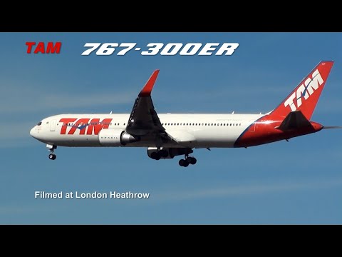 TAM BRASIL Boeing 767-300ER {PT-MOF} Landing at London Heathrow Airport *Rare*