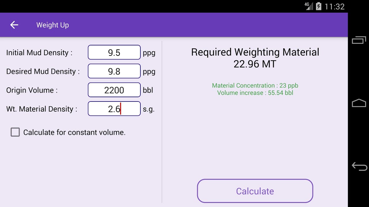Drilling Fluid app (free version)