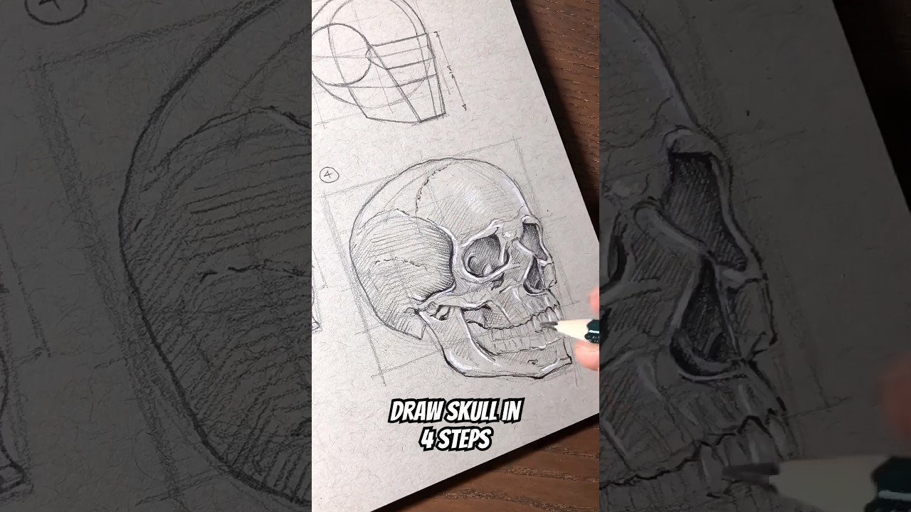 How to draw a skull in 4 easy Steps - SinArty #drawing #skull #sinarty