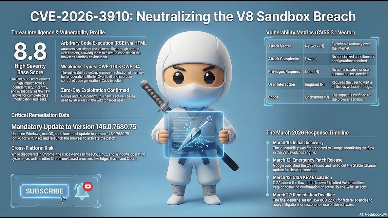 CVE-2026-3910 Deep Dive: How Remote Attackers are Hijacking Google Chrome #cybersecurity