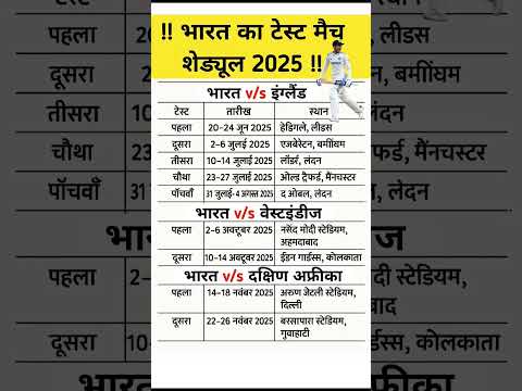 INDIA v/s ENGLAND เคเฅเคธเฅเค ๐ เคฎเฅเค 2025 | time table schedule #cricket #gk #short #testmatch