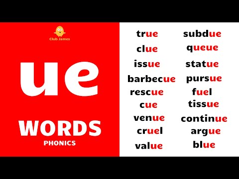 English Phonics - 'ue' Words with Example Sentences