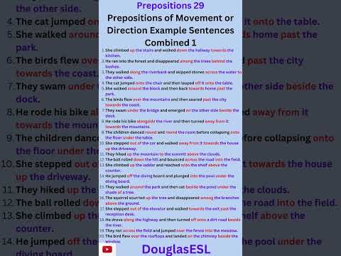 Prepositions 29 Prepositions Of Movement or Direction Example Sentences Combined 1 #english #learn