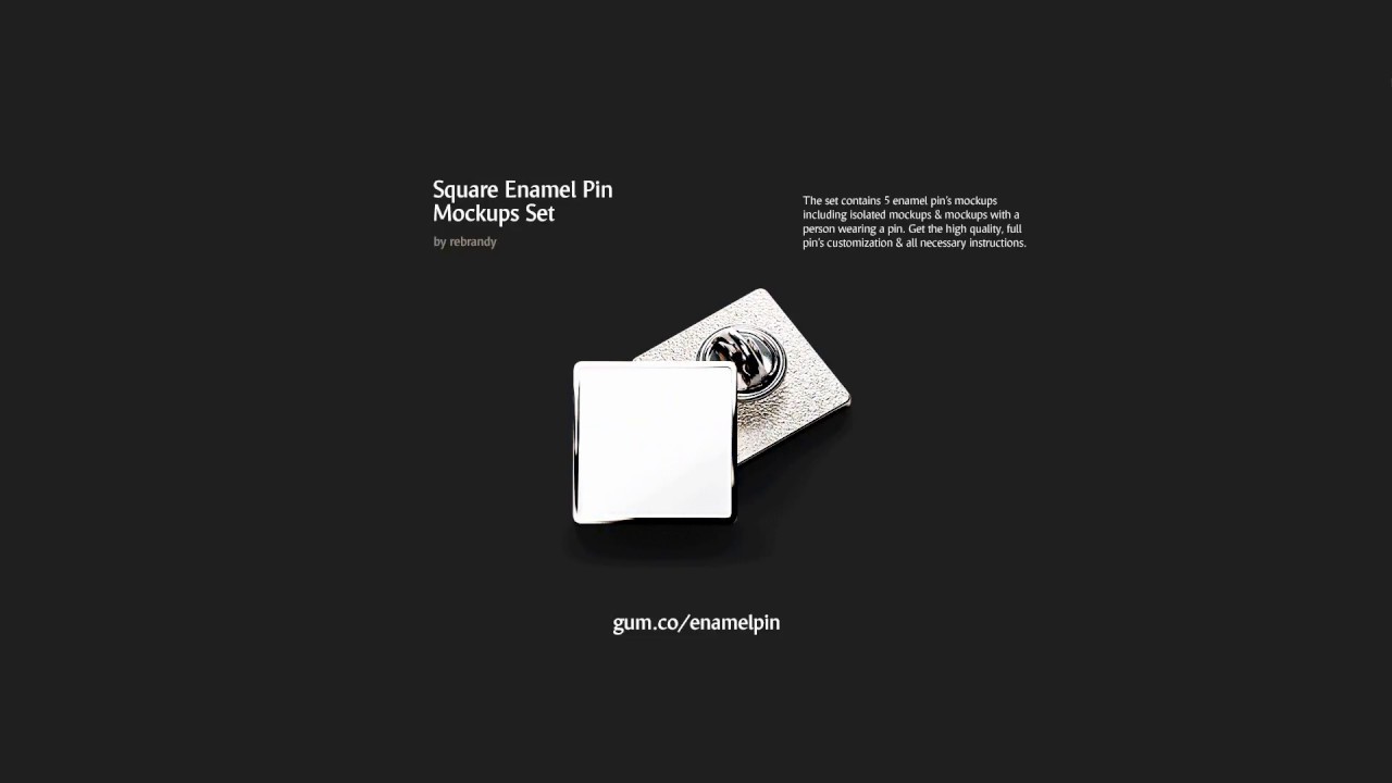 Square Enamel Pin Mockups Set Short Preview