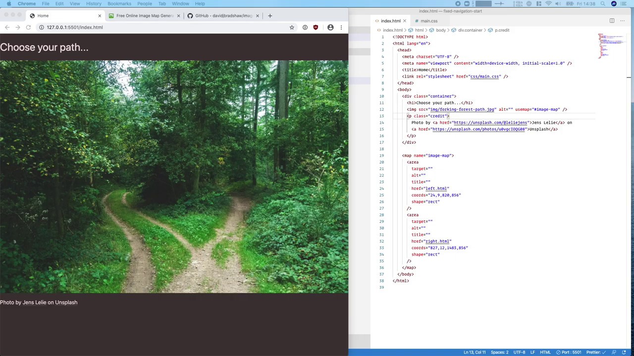Creating a simple image map navigation