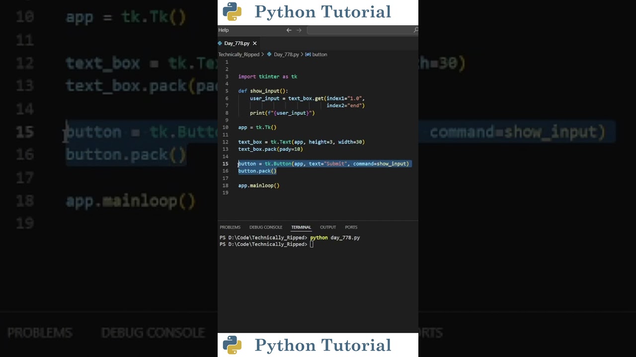 Add a Text Box To A Tkinter App | Python Tutorial
